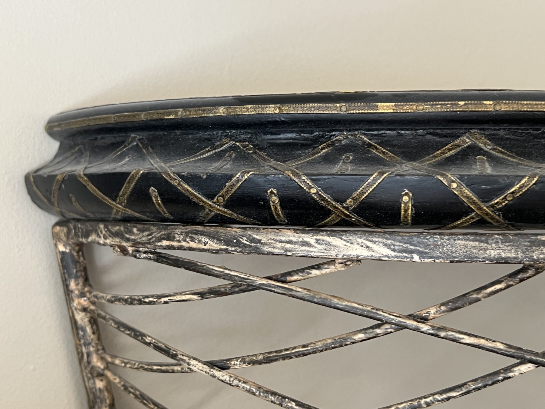 Dorothy Draper | Dorothy Draper Style Black/gold Metal And Wood Mounted ...