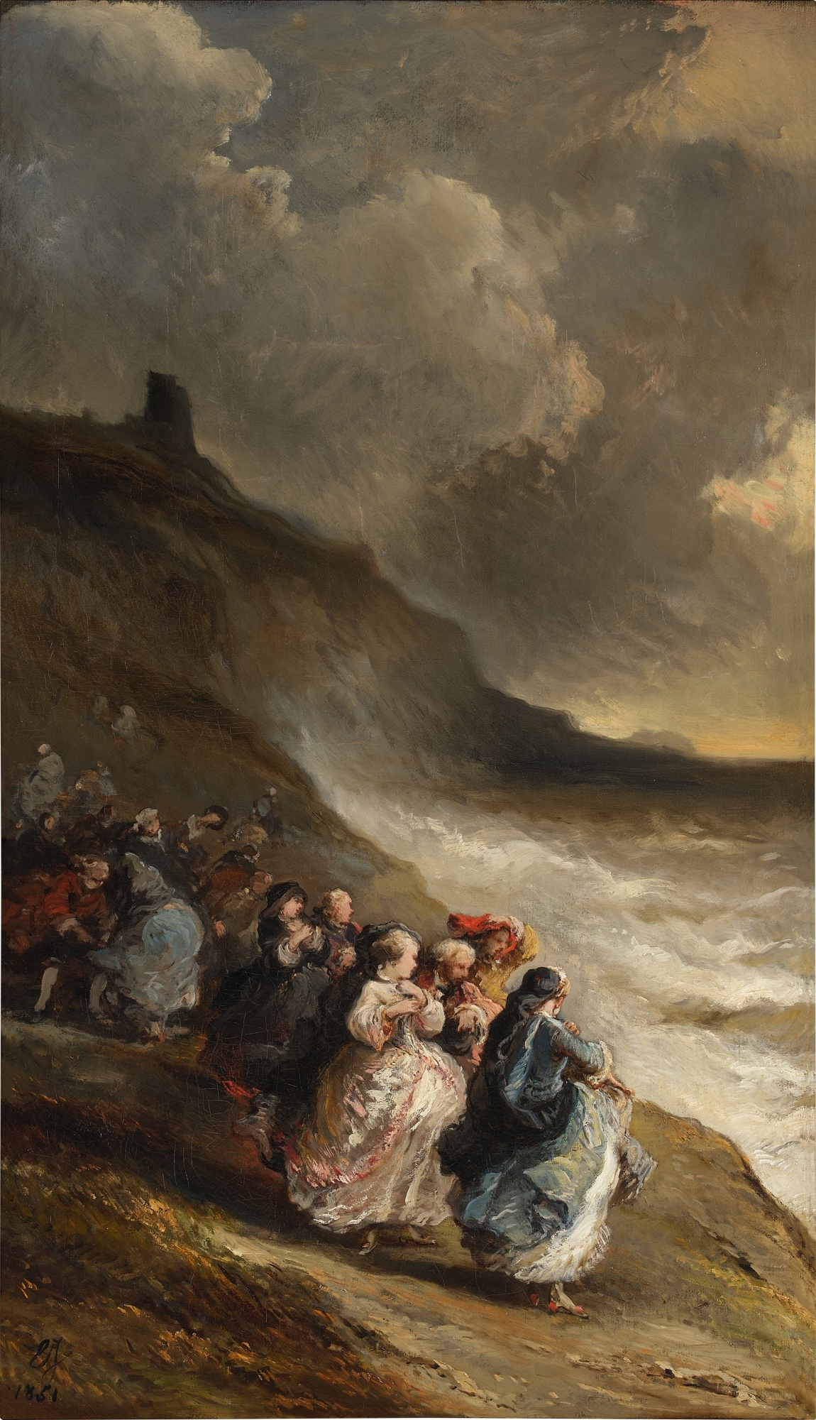 Eugène Isabey | Elegant Figures by Rough Seas (1851) | MutualArt