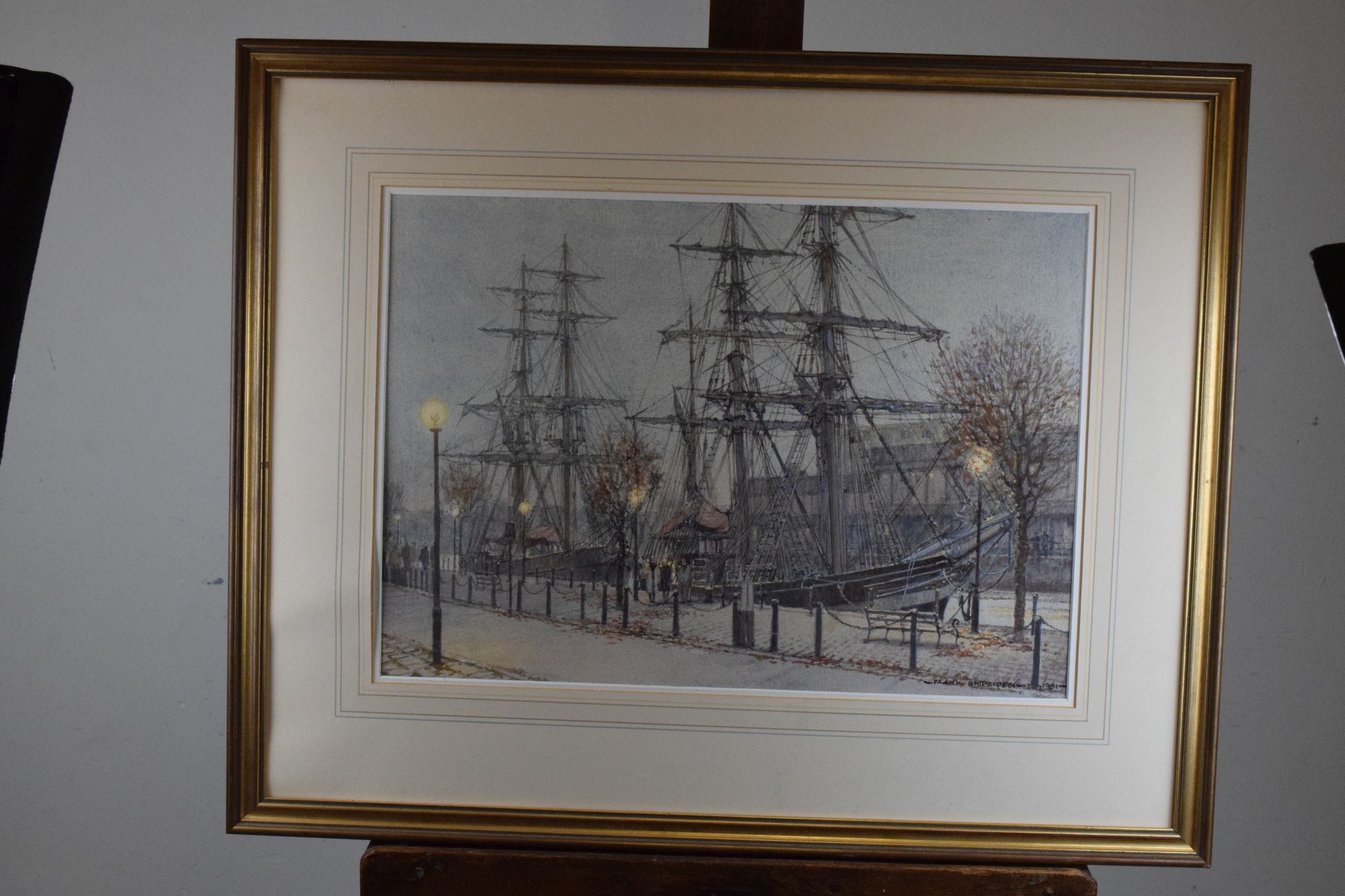 Frank Winston Shipsides | Tall Ship moored on Narrow Quay | MutualArt