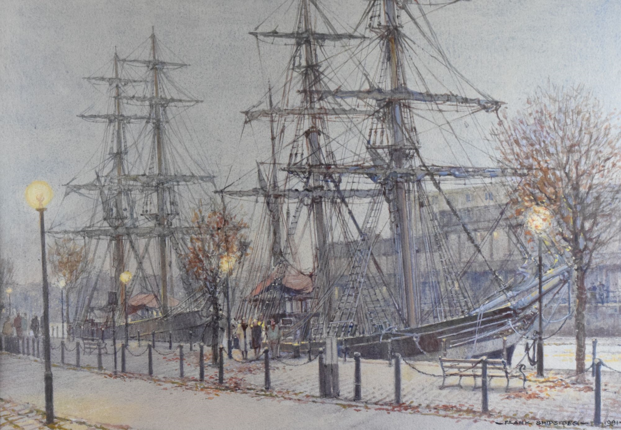 Frank Winston Shipsides | Tall Ship moored on Narrow Quay | MutualArt