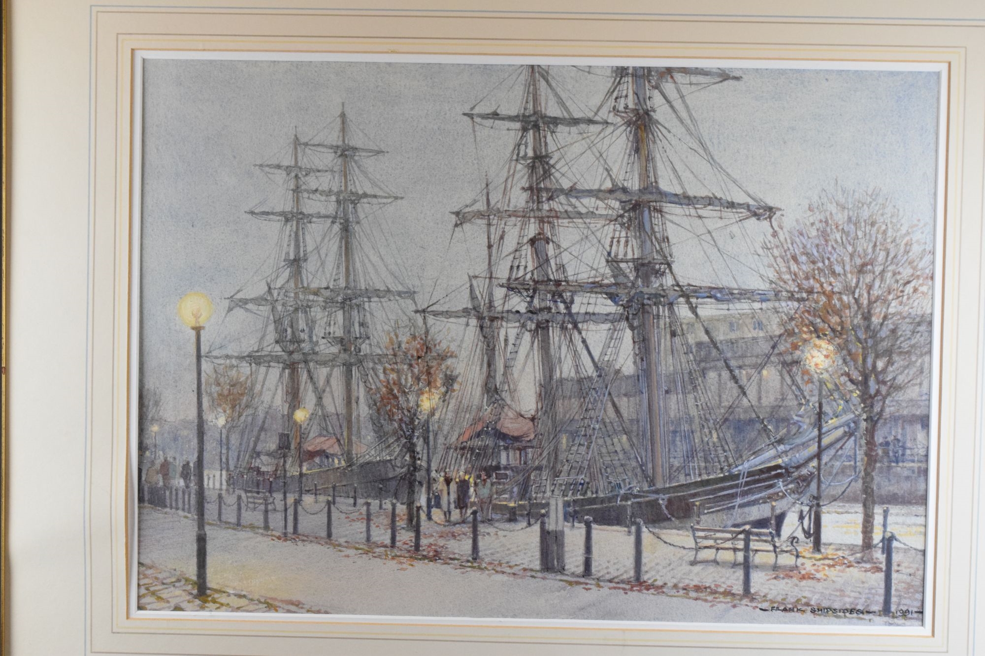 Frank Winston Shipsides | Tall Ship moored on Narrow Quay | MutualArt