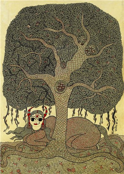 Manisha Jha | Kamdhenu (Madhubani Painting) (2012) | MutualArt