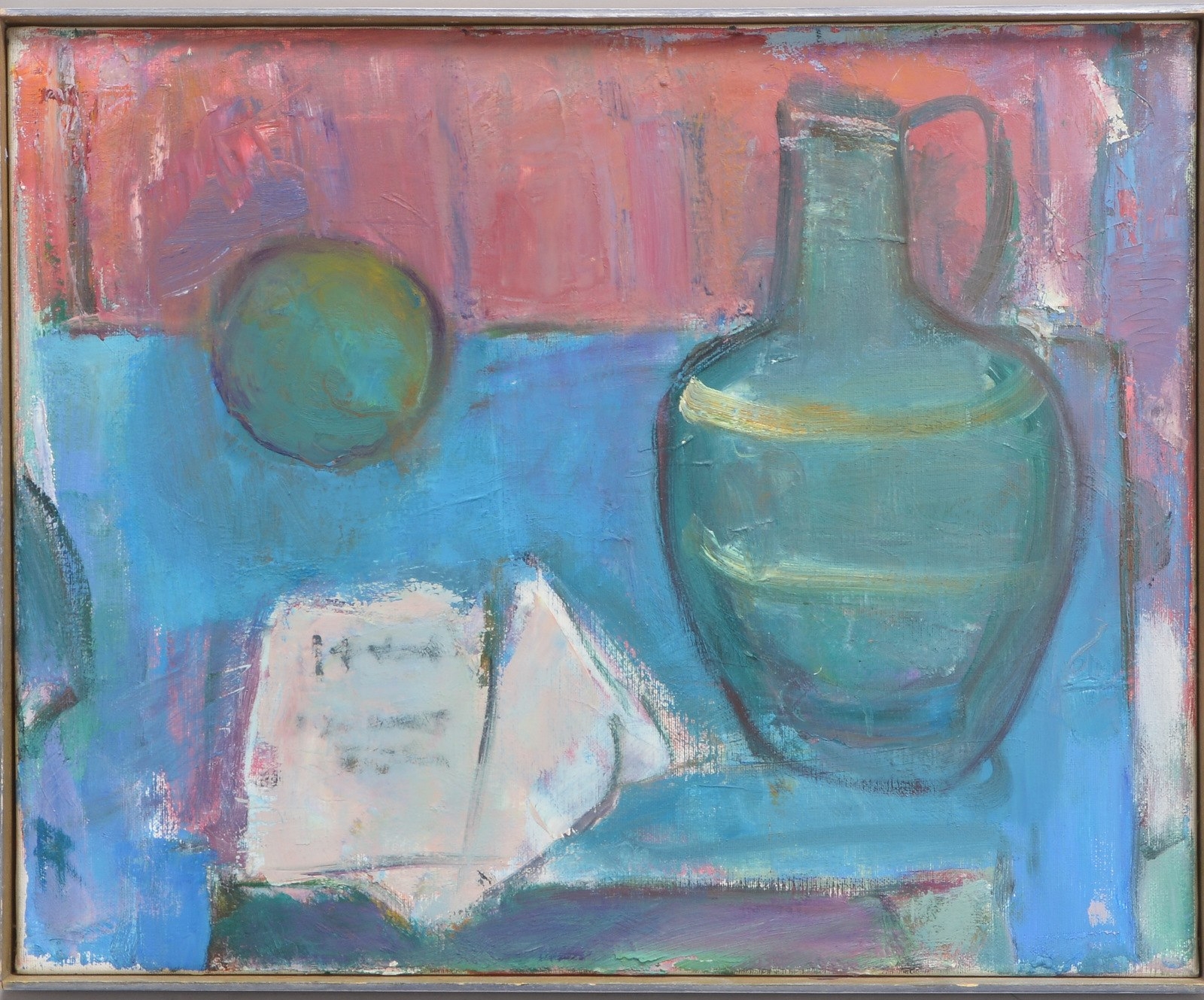 Renate Rutenberg | 'Tischstillleben mit Zeitung und Henkelkrug' | MutualArt