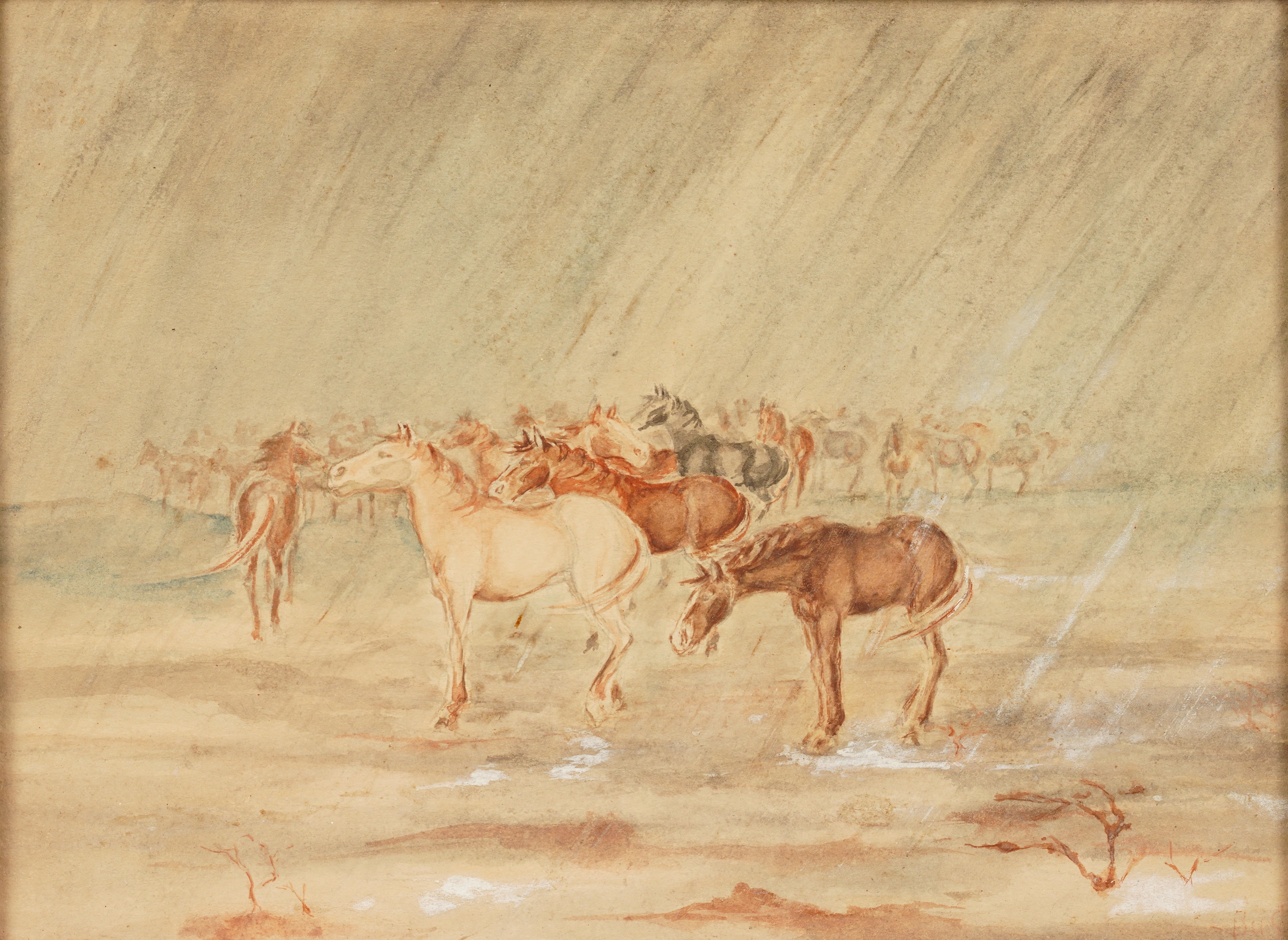 American School, 20th Century | Sketch of Wilk Horses | MutualArt