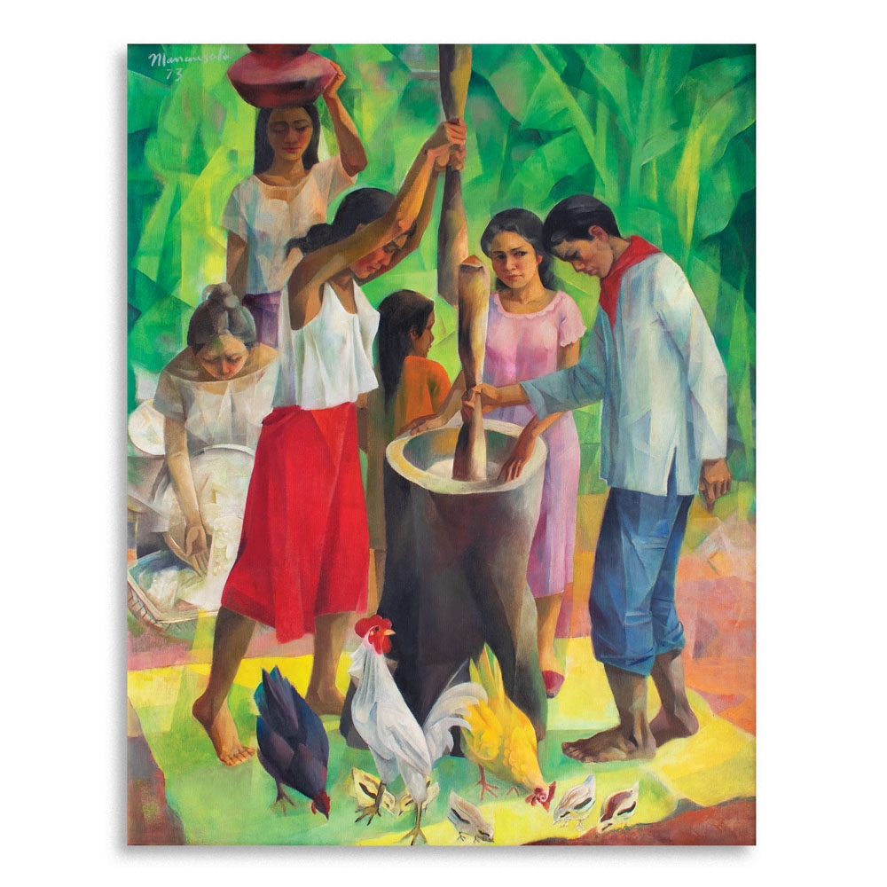 Vicente Manansala | Pounding Rice (1973) | MutualArt