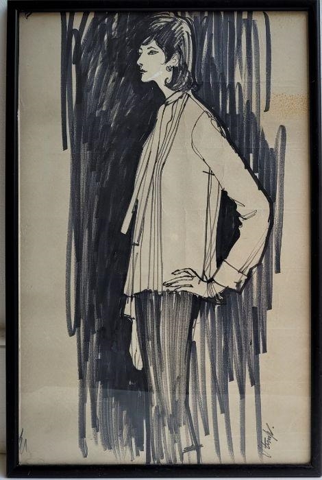 Eric Stemp | A three quarter length fashion drawing | MutualArt