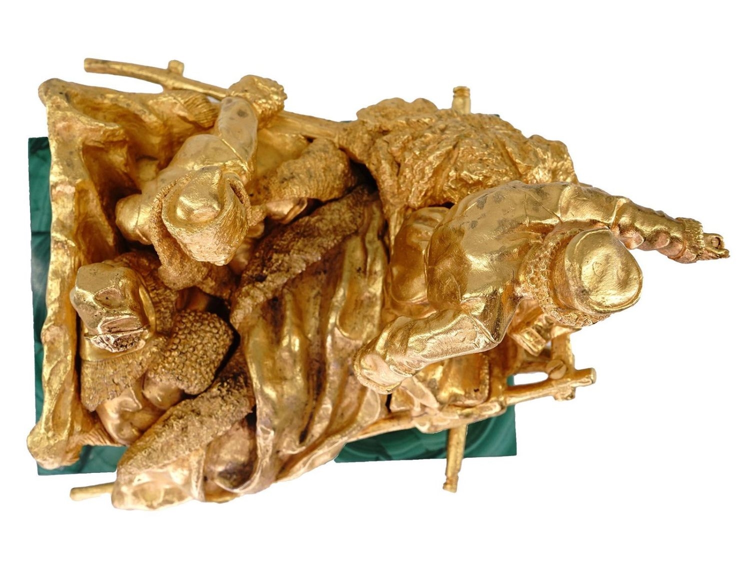 Vasily Grachev | A RUSSIAN GILT BRONZE AND MALACHITE FIGURAL GROUPING | MutualArt