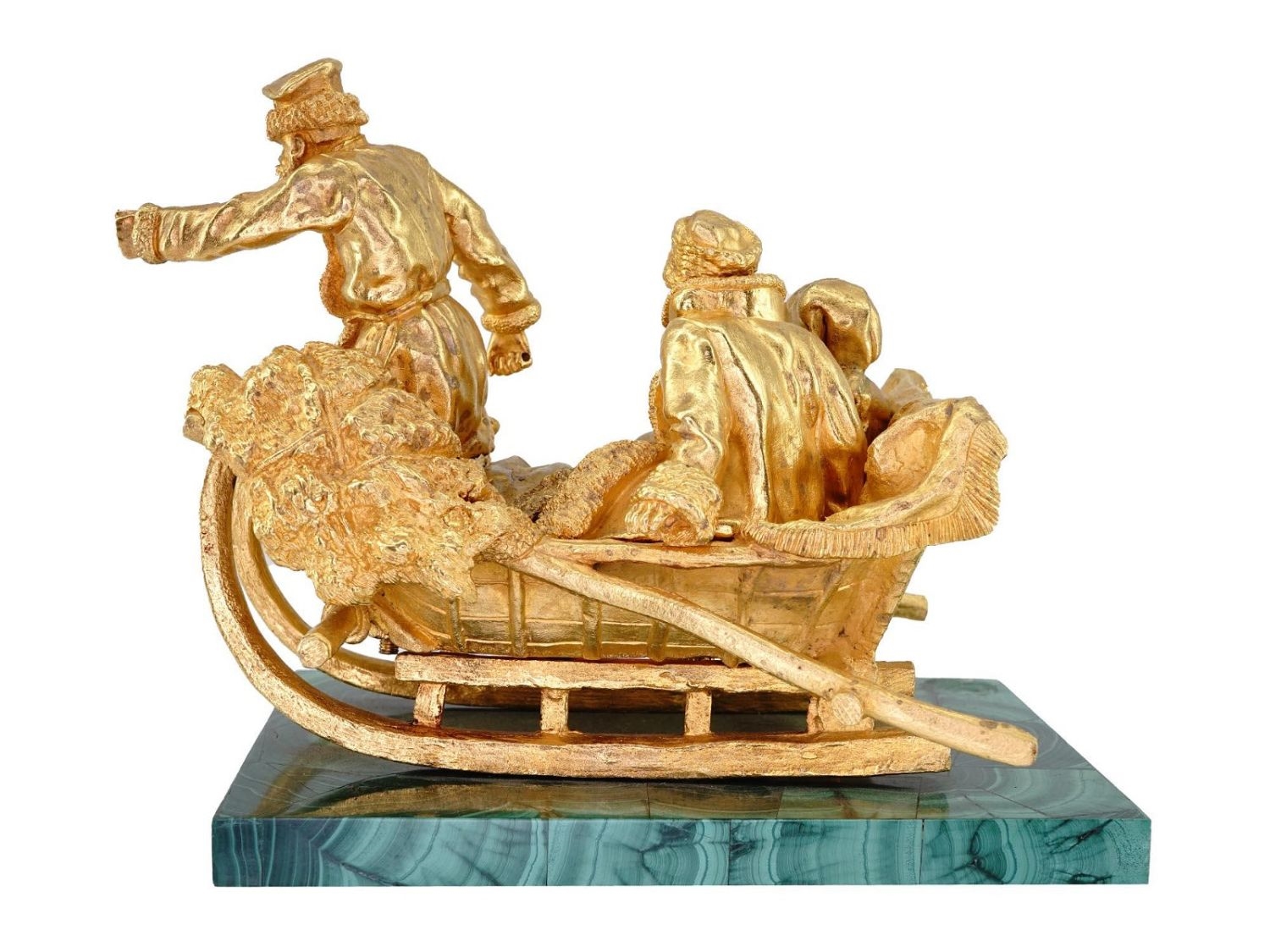 Vasily Grachev | A RUSSIAN GILT BRONZE AND MALACHITE FIGURAL GROUPING ...