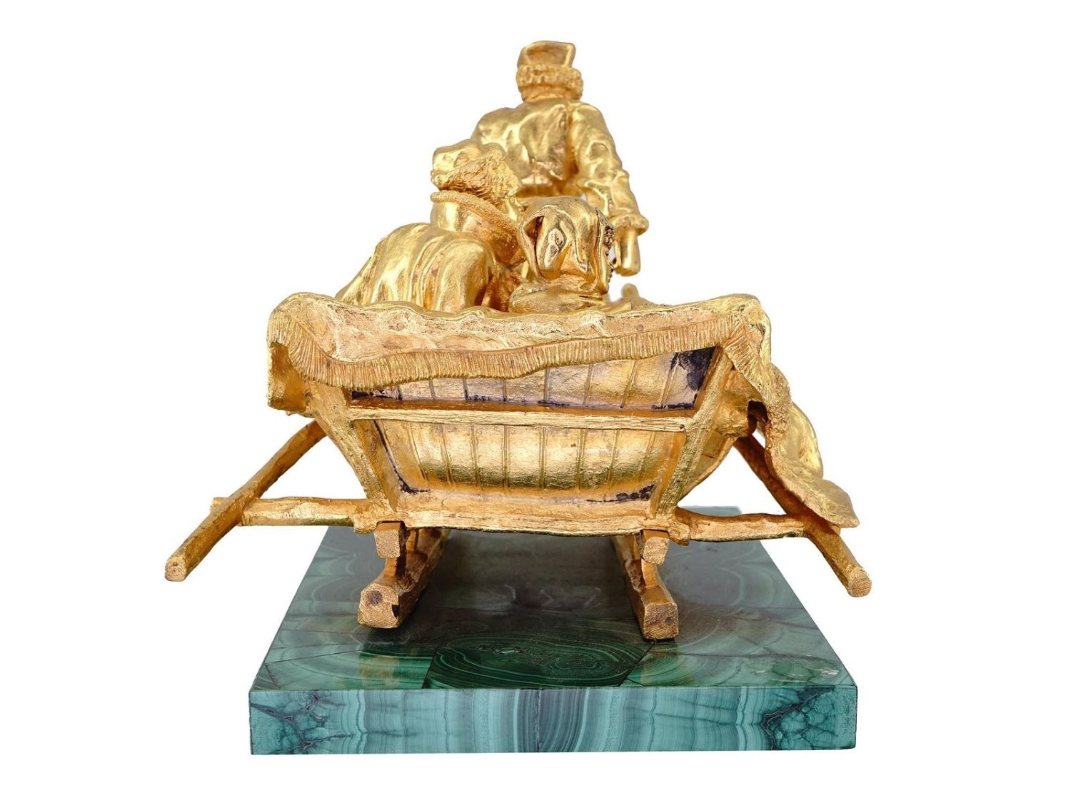 Vasily Grachev | A RUSSIAN GILT BRONZE AND MALACHITE FIGURAL GROUPING | MutualArt