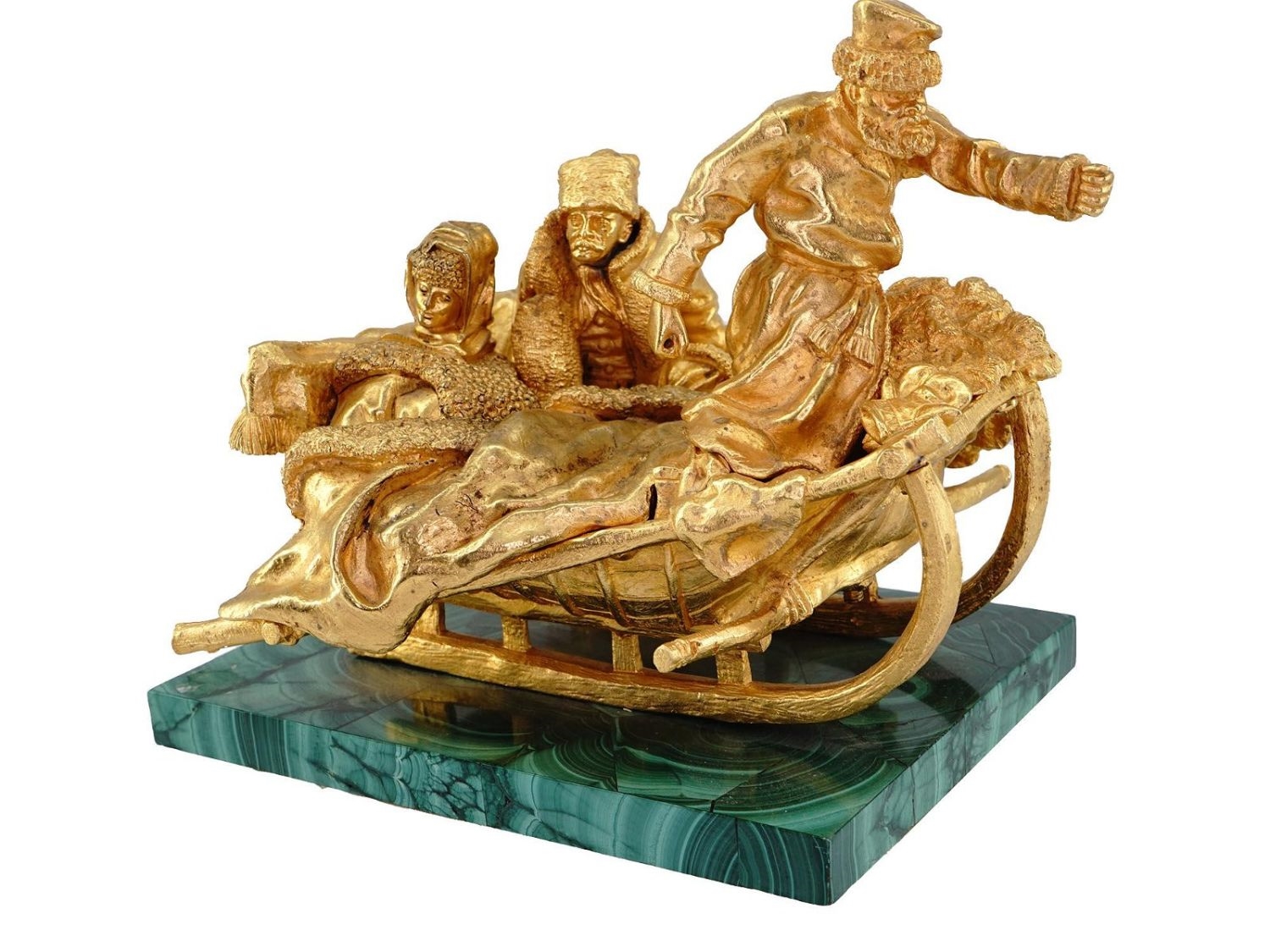 Vasily Grachev | A RUSSIAN GILT BRONZE AND MALACHITE FIGURAL GROUPING ...