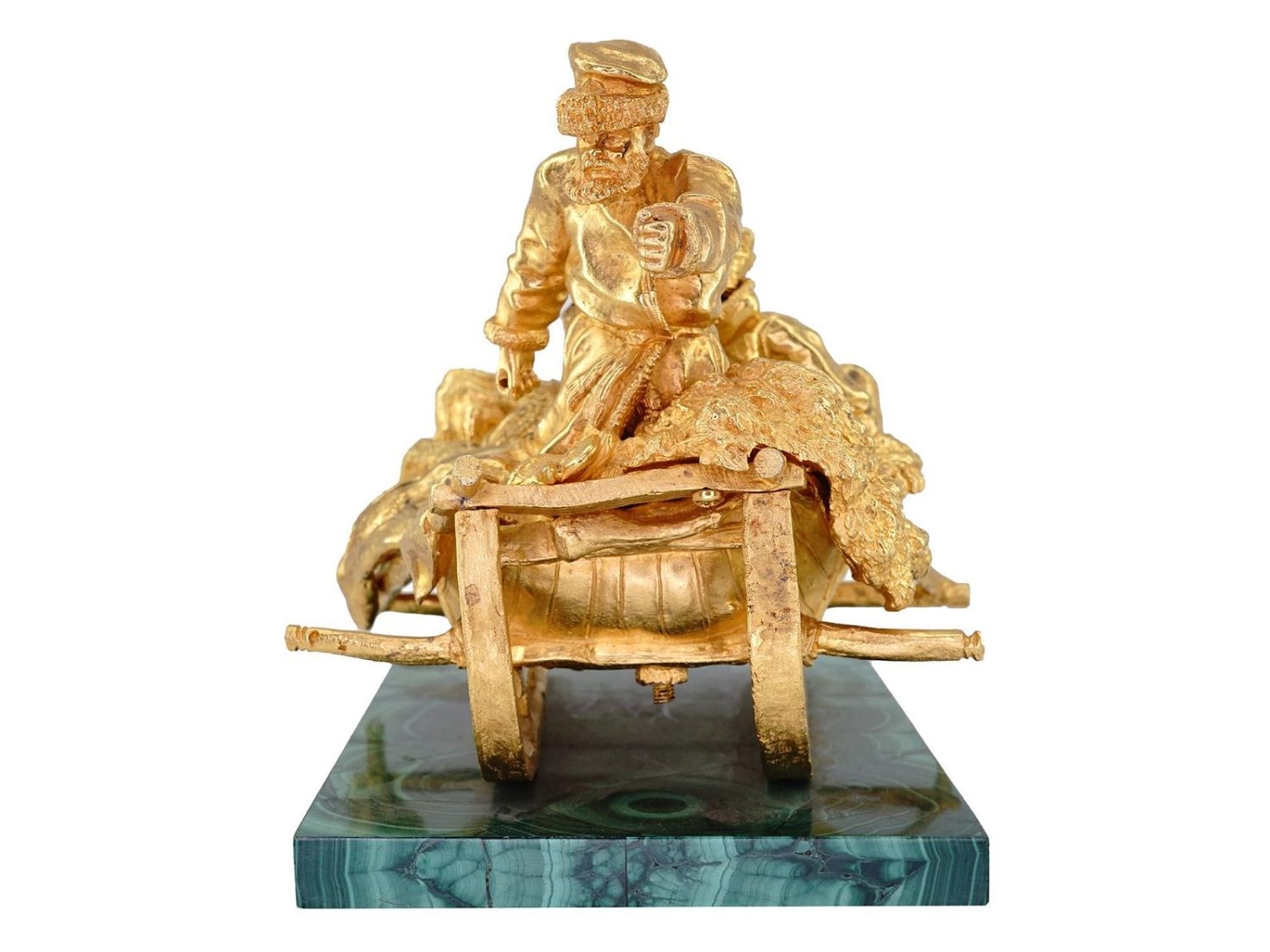 Vasily Grachev | A RUSSIAN GILT BRONZE AND MALACHITE FIGURAL GROUPING ...