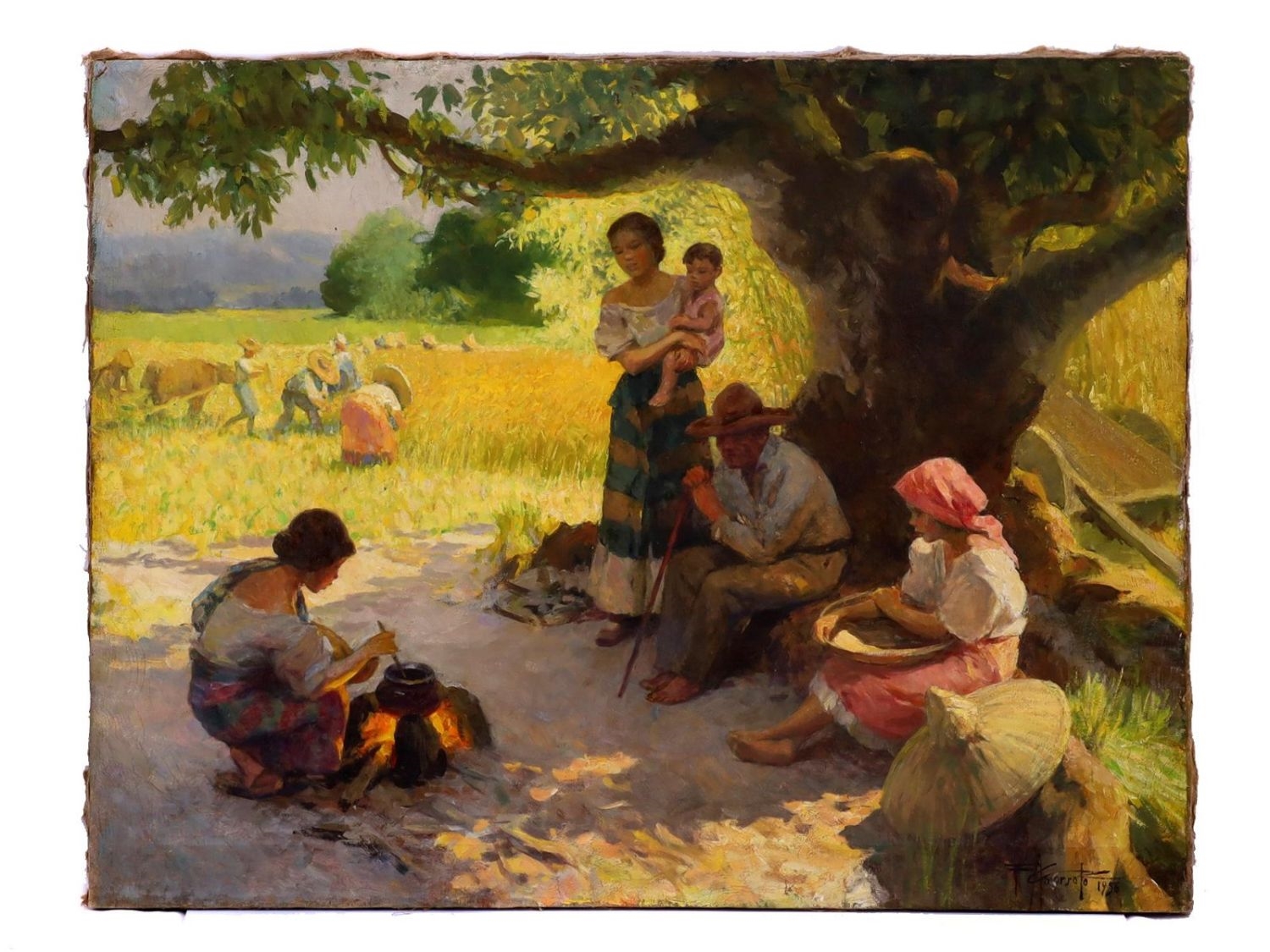 Fernando Amorsolo | Man with Cockerel (1938) | MutualArt