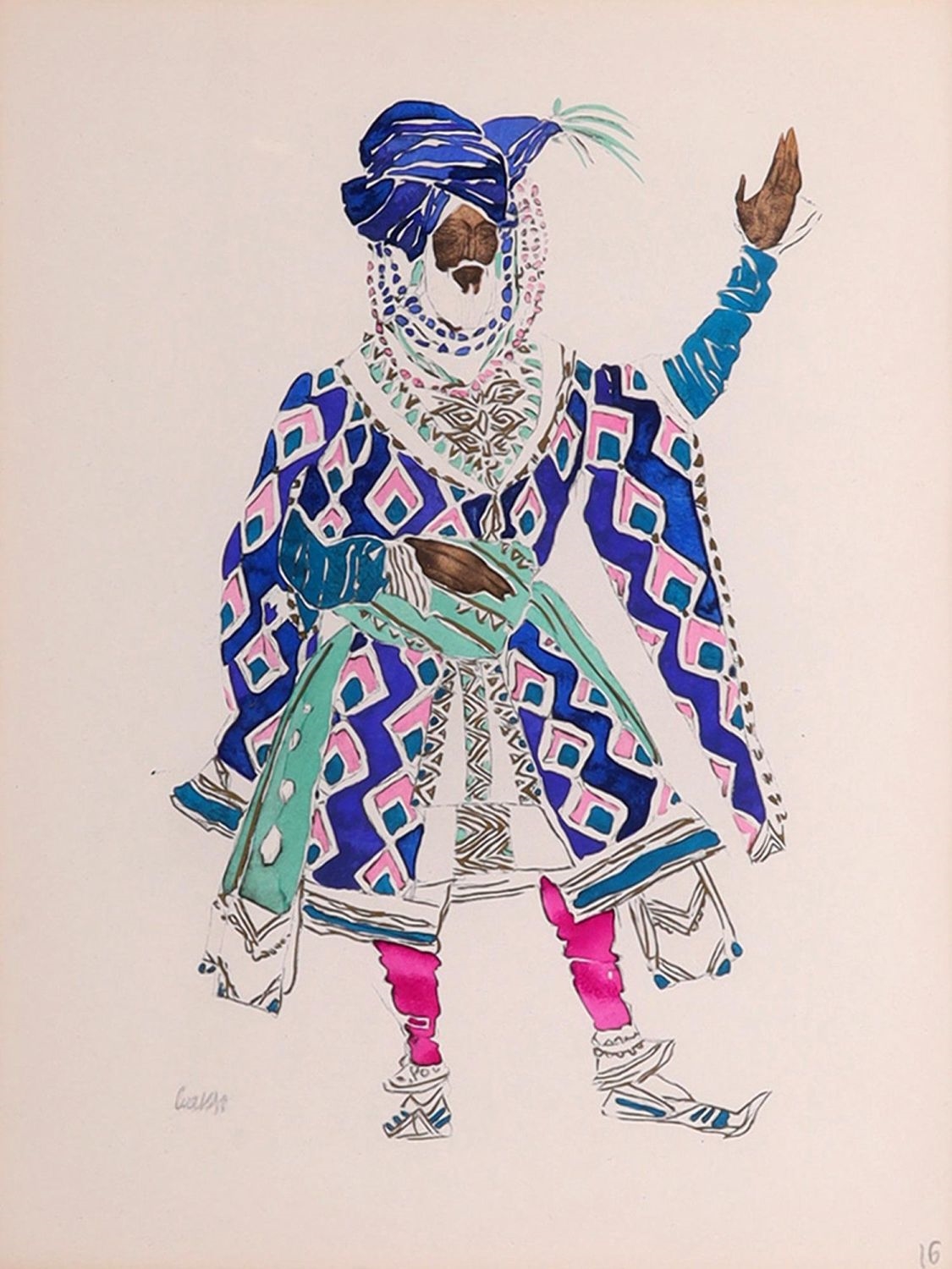 Leon Bakst | RUSSIAN HAND-COLORED POCHOIR COSTUME DESIGN | MutualArt