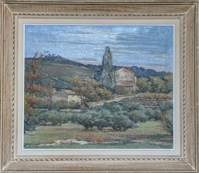 Léon Louis Perrot | Paysage provençal au cyprès | MutualArt