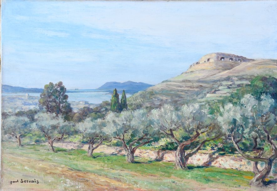 Paul Servais | Paysage méditerranéen aux ruines romaines | MutualArt