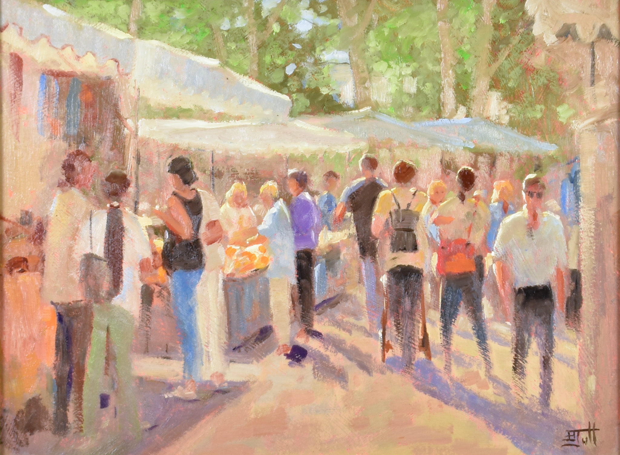 Brian Jull | Outdoor market scene with figures | MutualArt