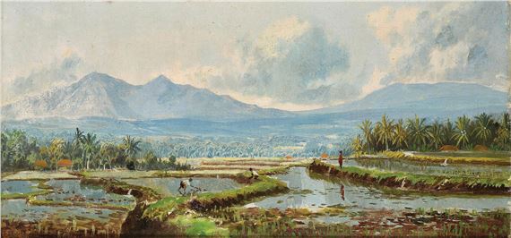 Abdullah Suriosubroto | Sawah Landscape with Mountain | MutualArt