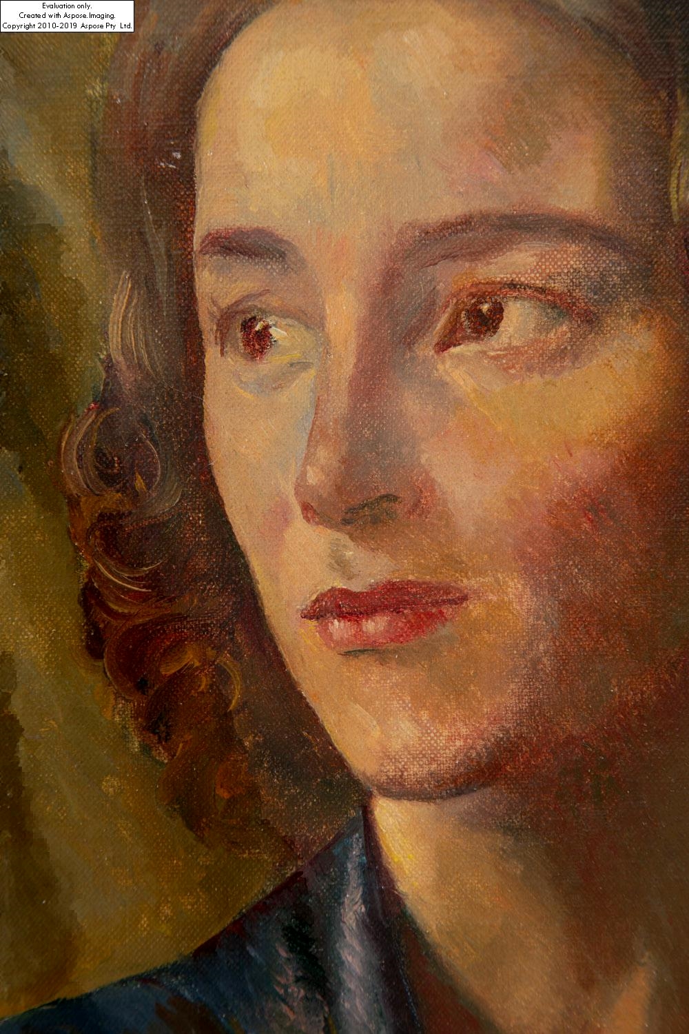 Antoni Michalak | Portret kobiety z kobaltowym szalem | MutualArt