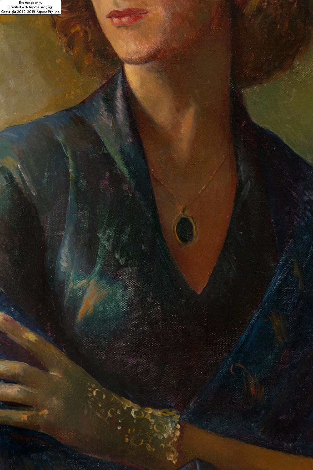 Antoni Michalak | Portret kobiety z kobaltowym szalem | MutualArt