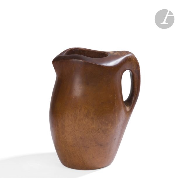Alexandre Noll | Organic-shaped monoxyle pitcher in mahogany. | MutualArt