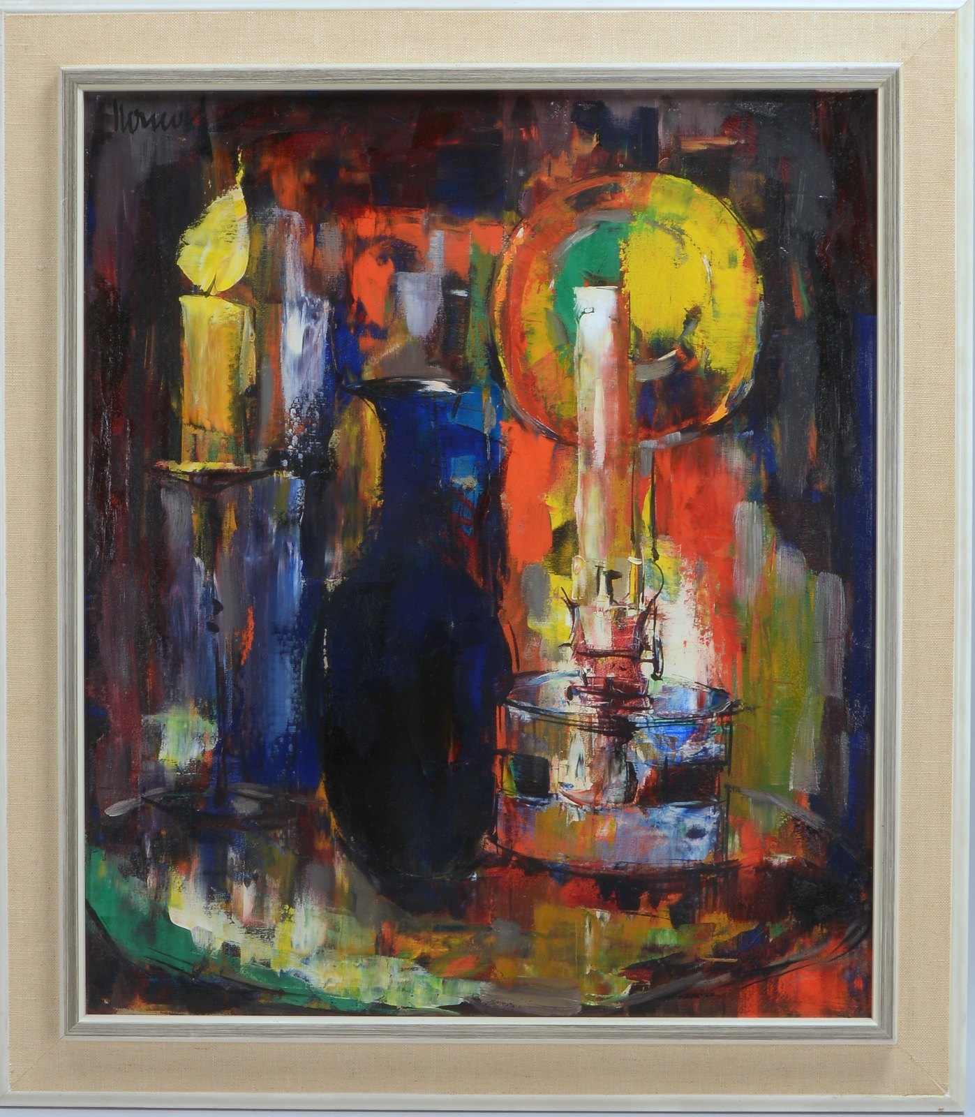 Hans Nowak | 'Tischstillleben mit Vase, Kerze und Öllampe' | MutualArt