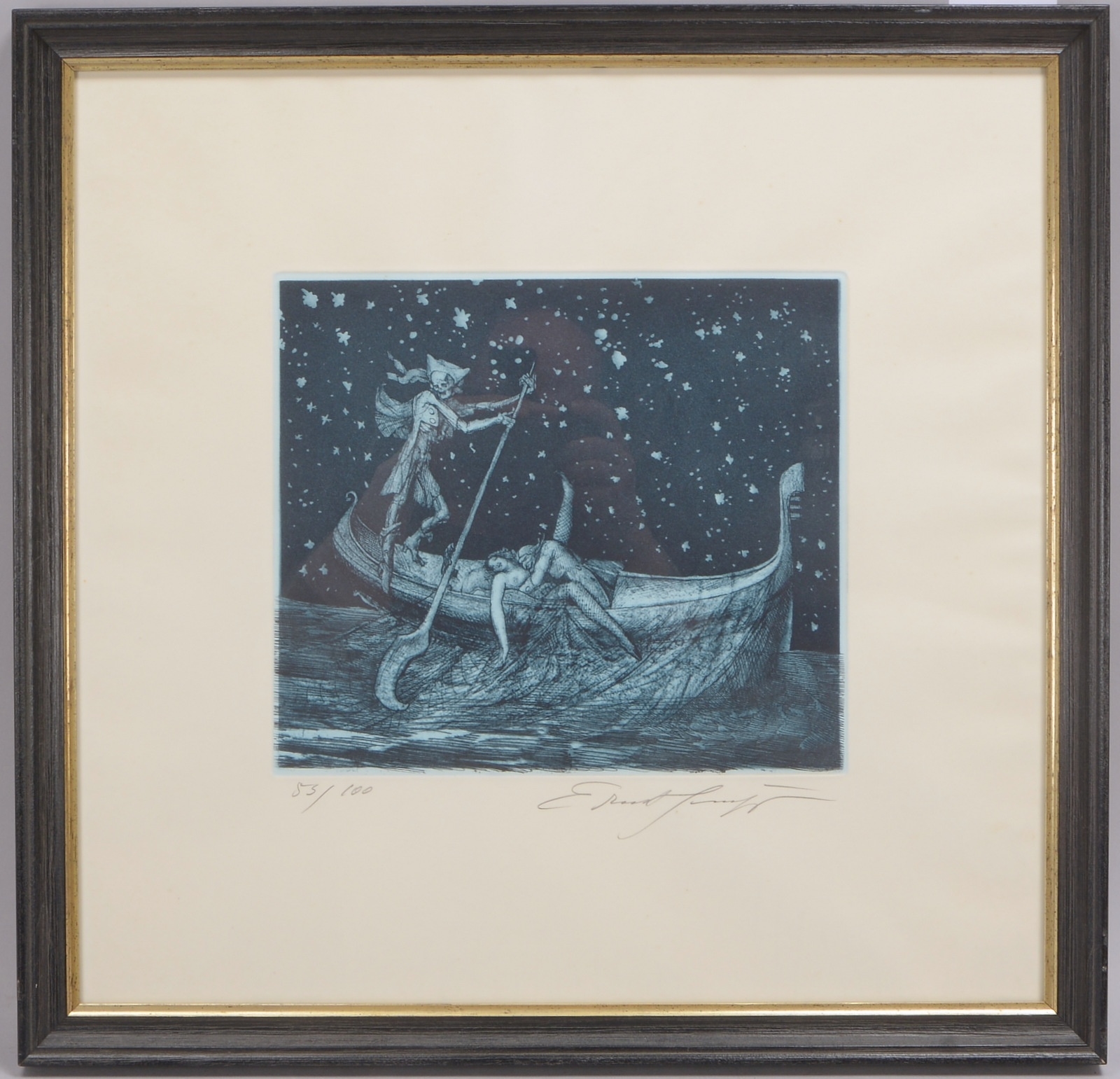 Ernst Fuchs | 'Mythologische Szene in der Gondel' | MutualArt