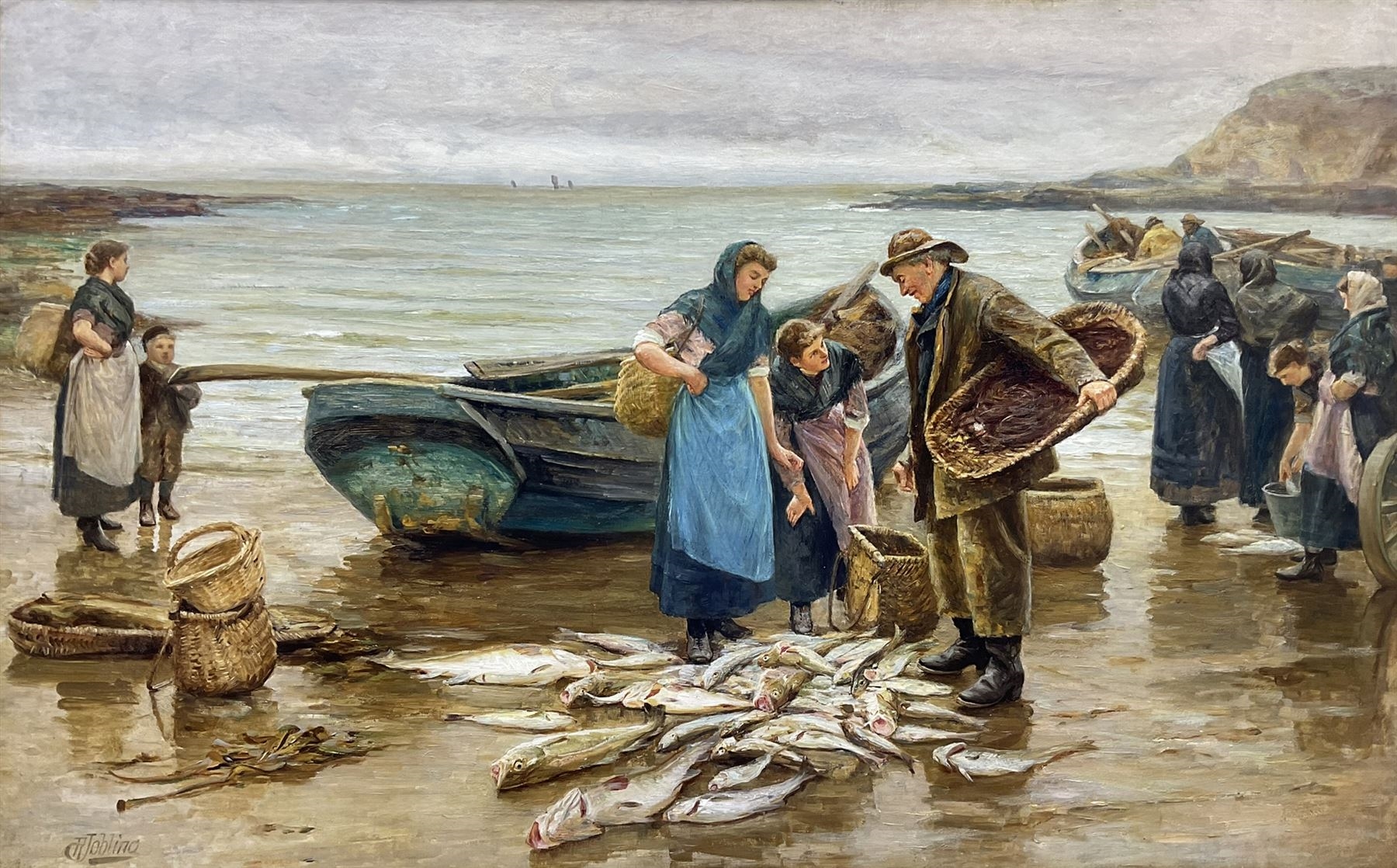 Robert Jobling | 'A Good Catch' Cullercoats | MutualArt