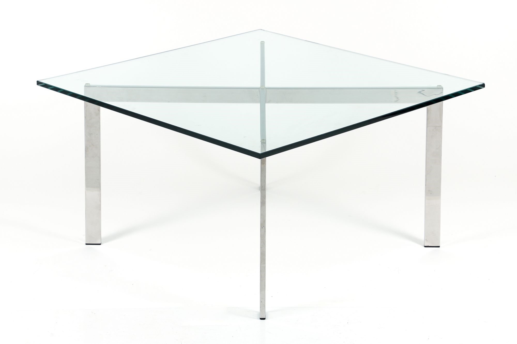 Ludwig Mies van der Rohe | X form chrome base and square glass top ...