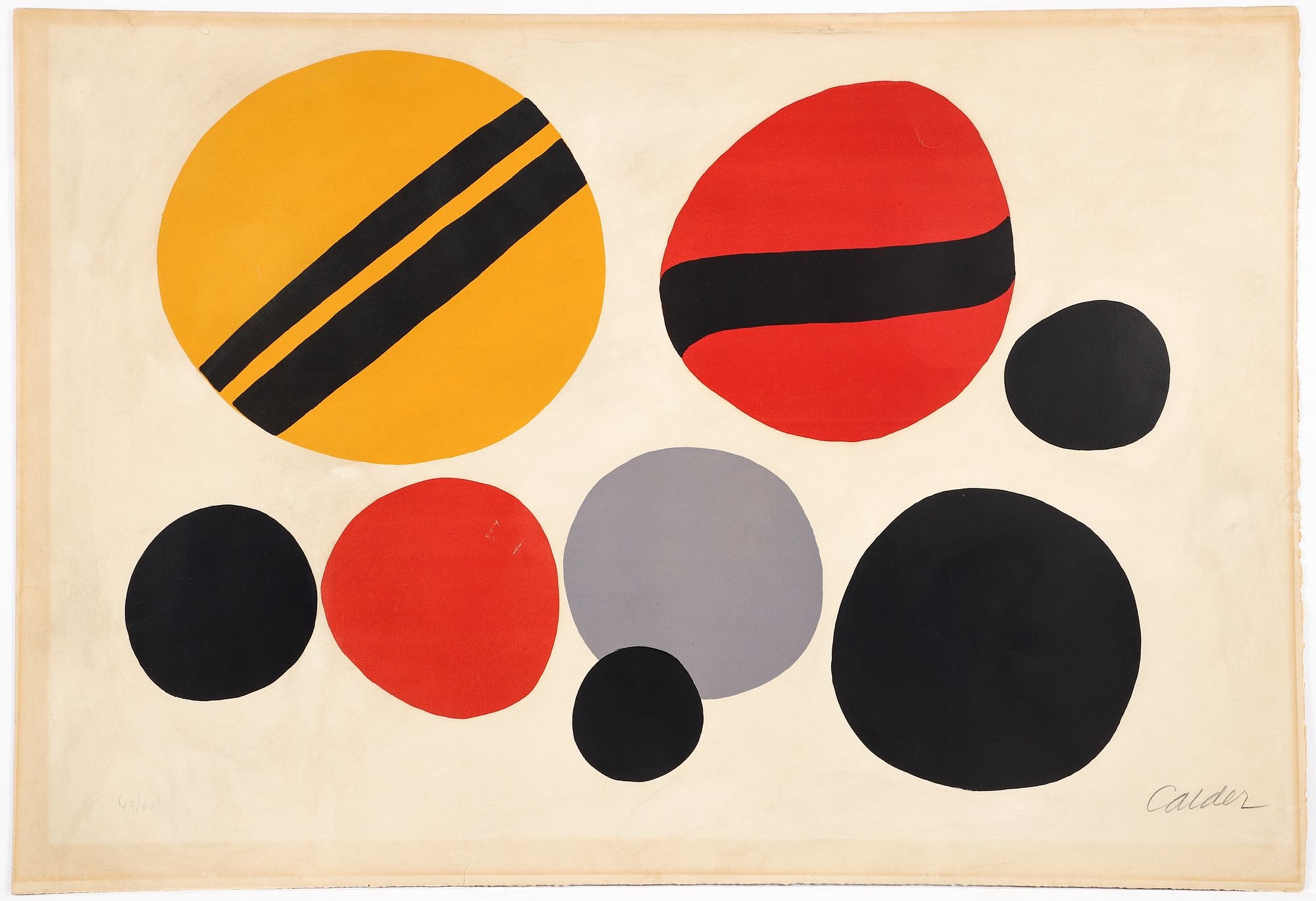 Alexander Calder | Chevrons Noir sur Rouge et Jaune (1960) | MutualArt