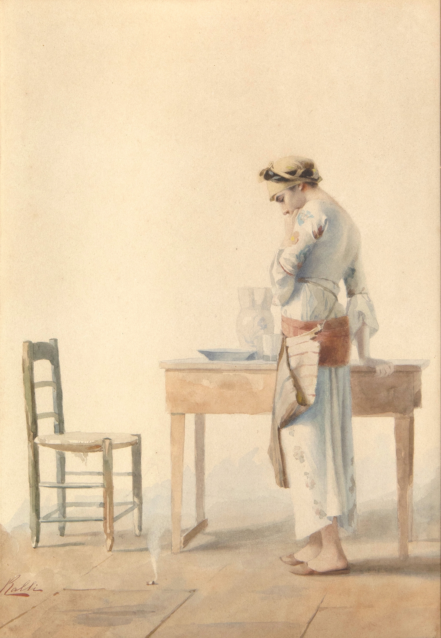 Theodoros Rallis | Young girl sleeping in a church | MutualArt