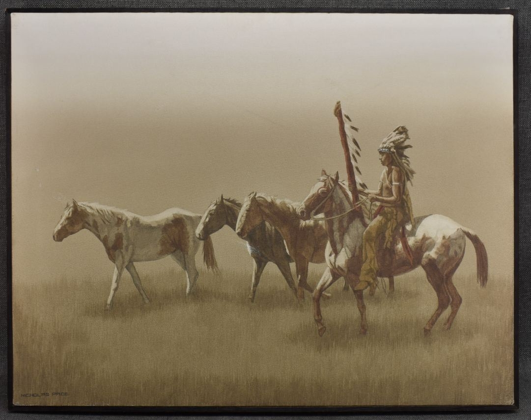 Nicholas Pace | Plains Indian and Horses (1980s) | MutualArt