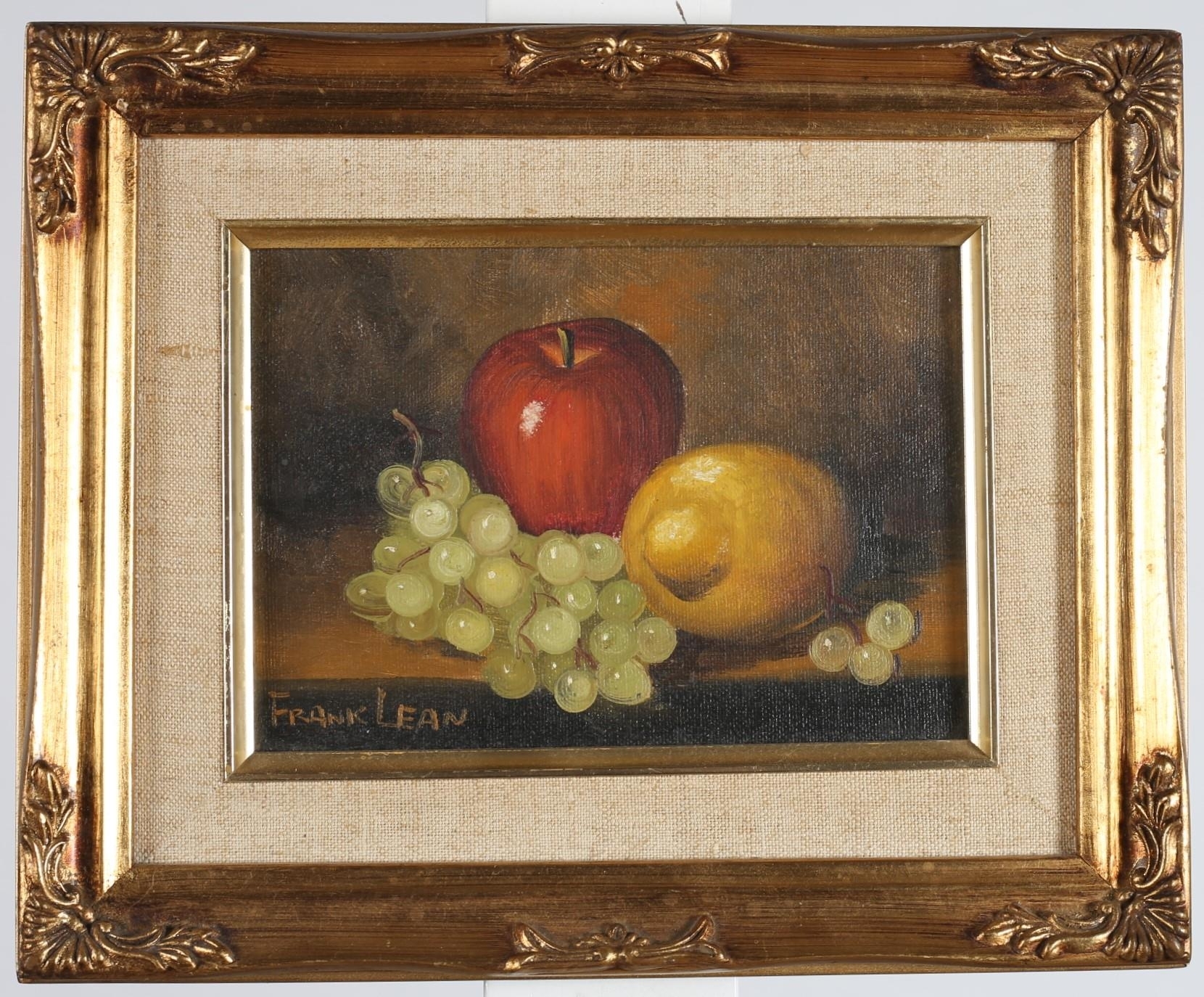 Frank Lean | Still Life, Grapes, Apple and Lemon on a Table | MutualArt