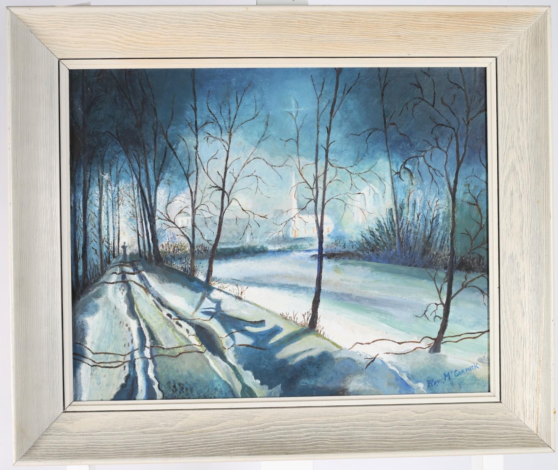 R. Mccormack | Moonlight Scene with Figure on a Path | MutualArt