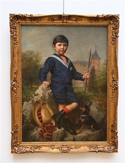 Désiré Mergaert | Portrait of a boy in front of a castle (1884) | MutualArt