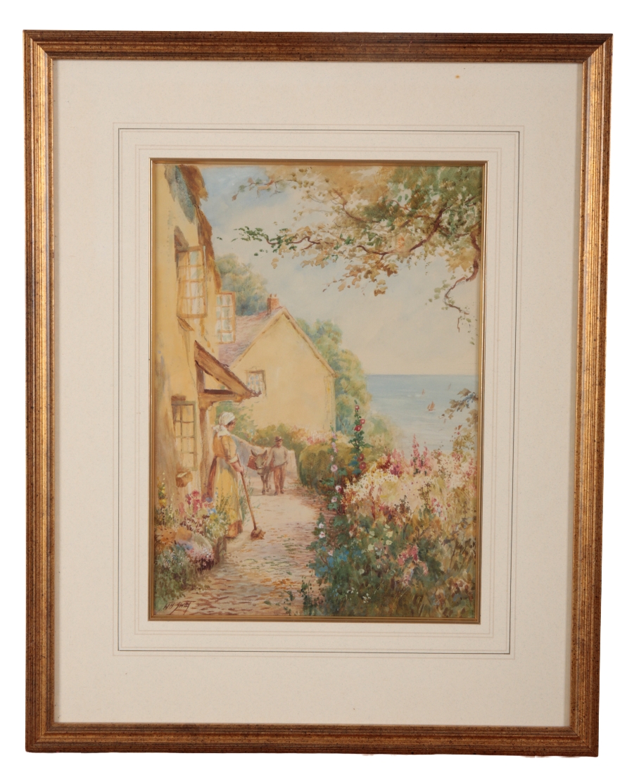 Walter Henry Sweet | Coastal village scene with figures | MutualArt