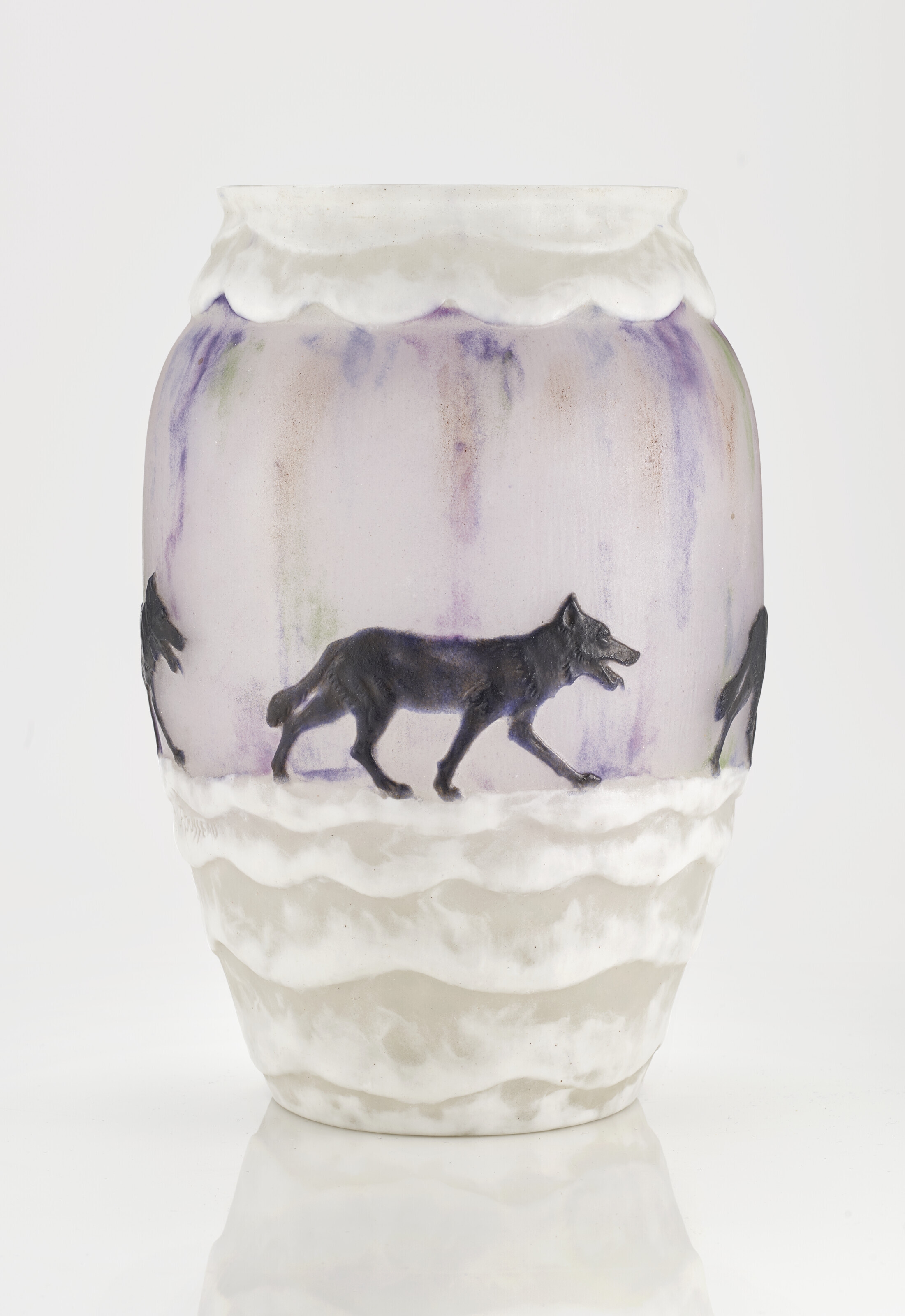Gabriel Argy-Rousseau | LES LOUPS DANS LA NEIGE' VASE | MutualArt