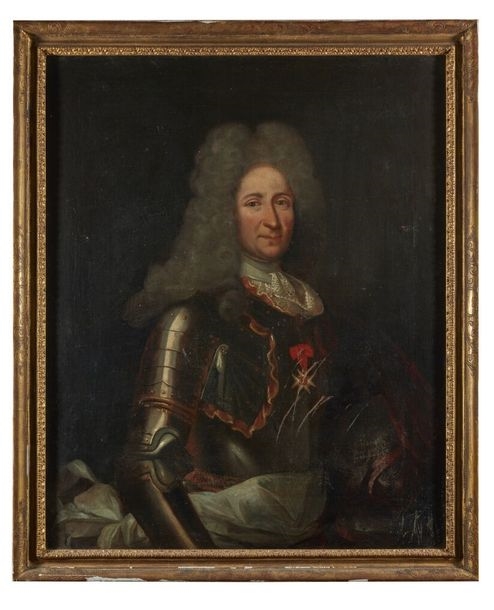 French School, 17th Century | Portrait of a man in armor holding a ...