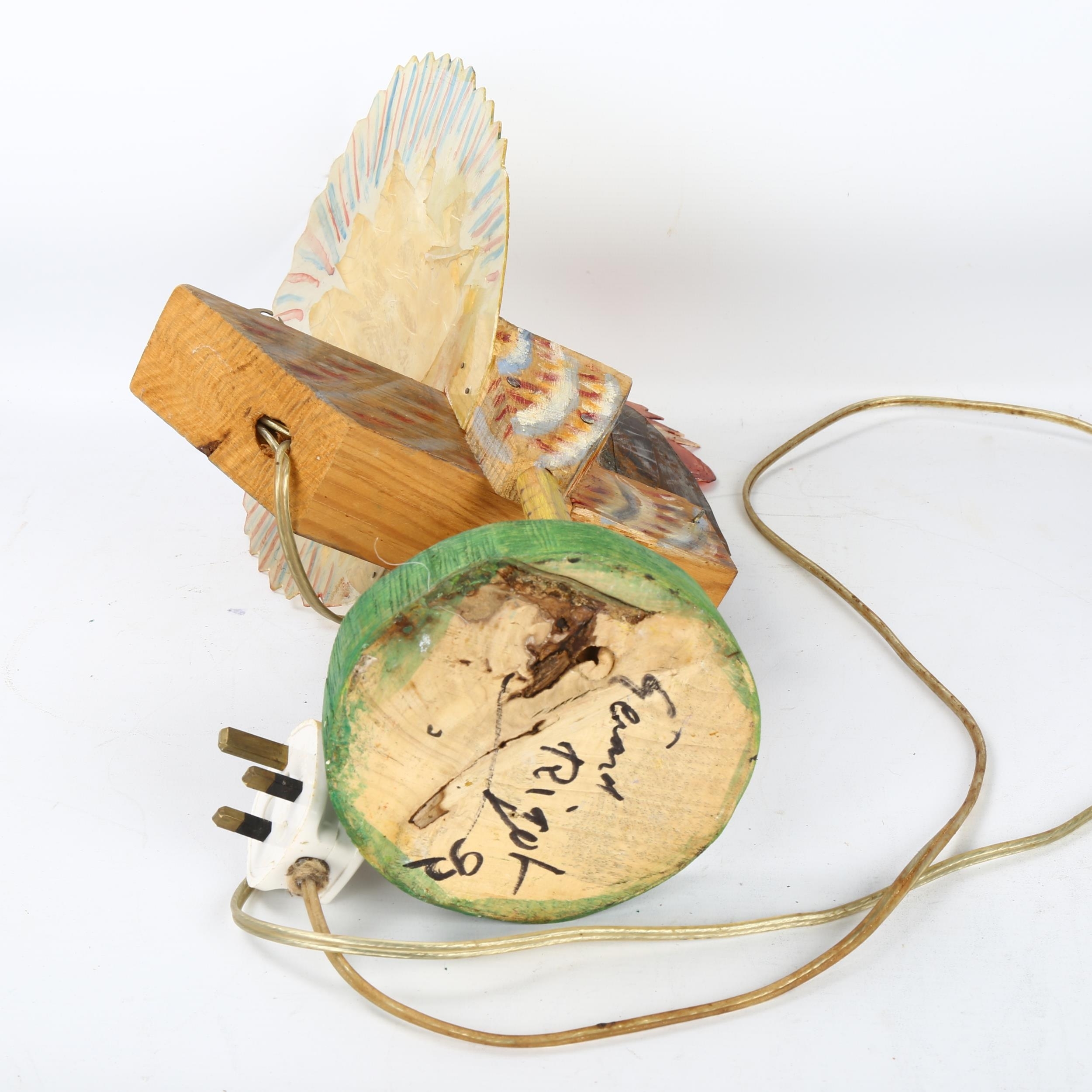 Gerard Rigot | a hand carved wooden Cockeral lamp with perspex tail fan ...