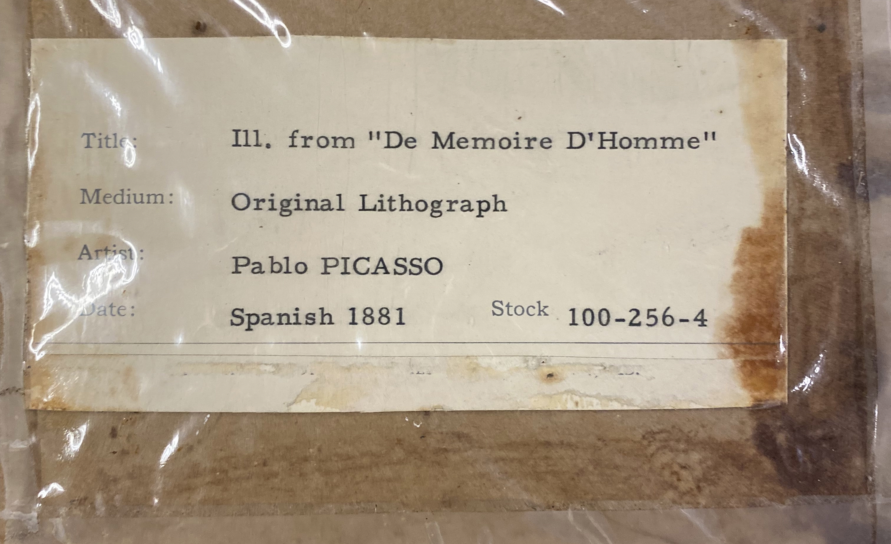 Pablo Picasso | De Memoire D'Homme | MutualArt