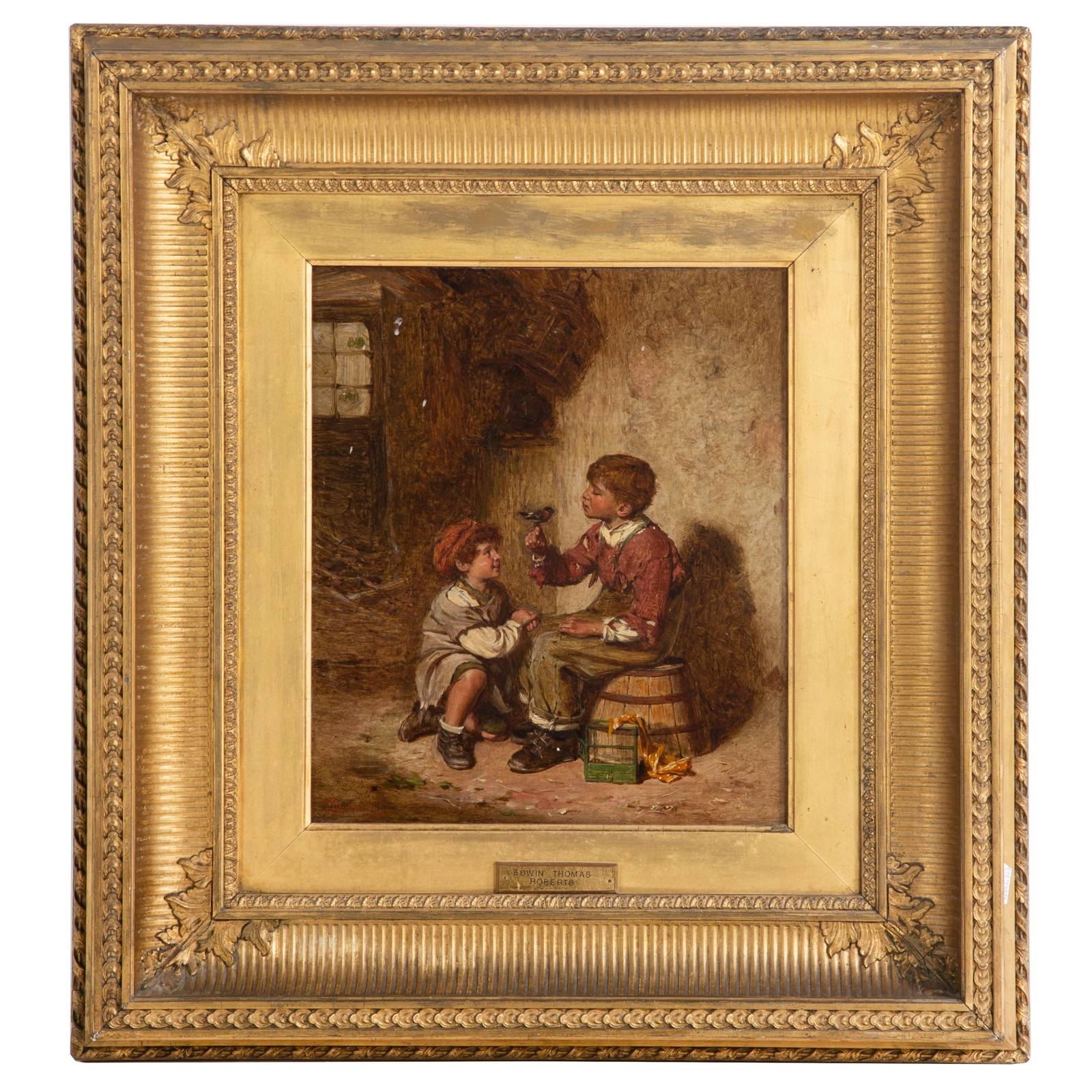 Edwin Thomas Roberts | Two Boys with a Bird (1880) | MutualArt