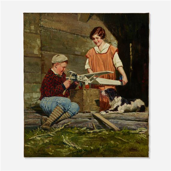Herbert Andrew Paus | Children with Toy Plane | MutualArt