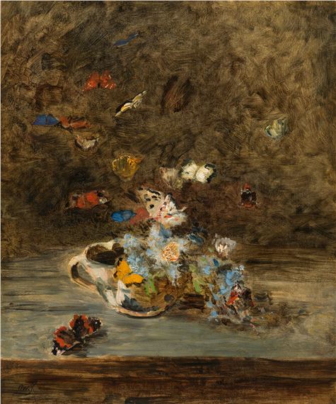 Olga Wisinger-Florian | Floral still life with butterflies | MutualArt