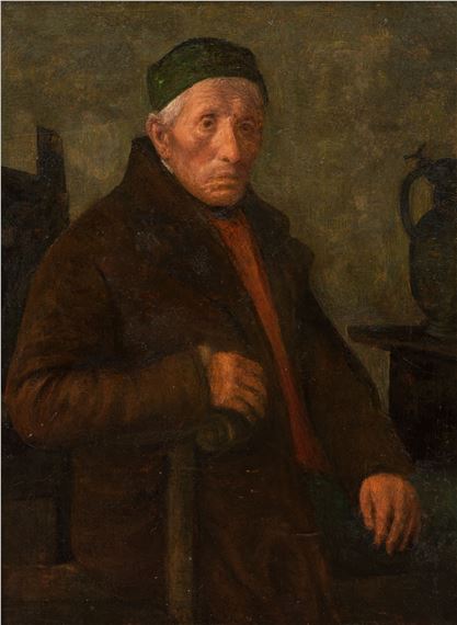 Johann Michael Neder | Portrait of an old man with a green cap (Circa ...