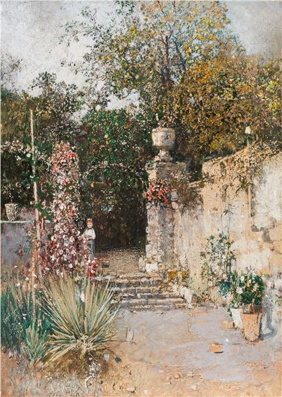 Robert Russ | Courtyard with flowers | MutualArt