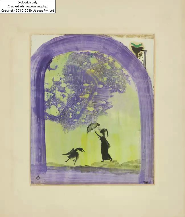 Charles Higgins | Woman with umbrella and bird | MutualArt