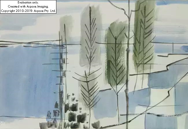 Robert Frame | Untitled (Abstract landscape with trees) | MutualArt