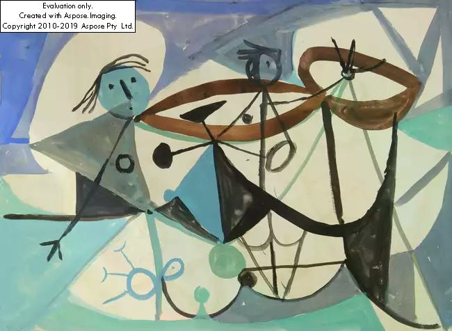 Henry Cliffe | Figures in a blue abstract composition | MutualArt