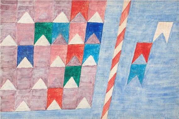 Alfredo Volpi | Bandeirinhas e Mastro nº 2 (70) | MutualArt