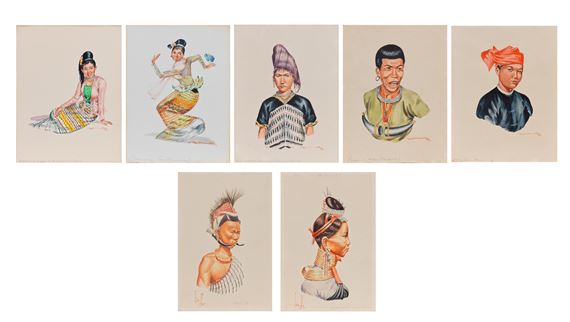 Thein Han | A set of five portraits of traditional Burmese sitters ...