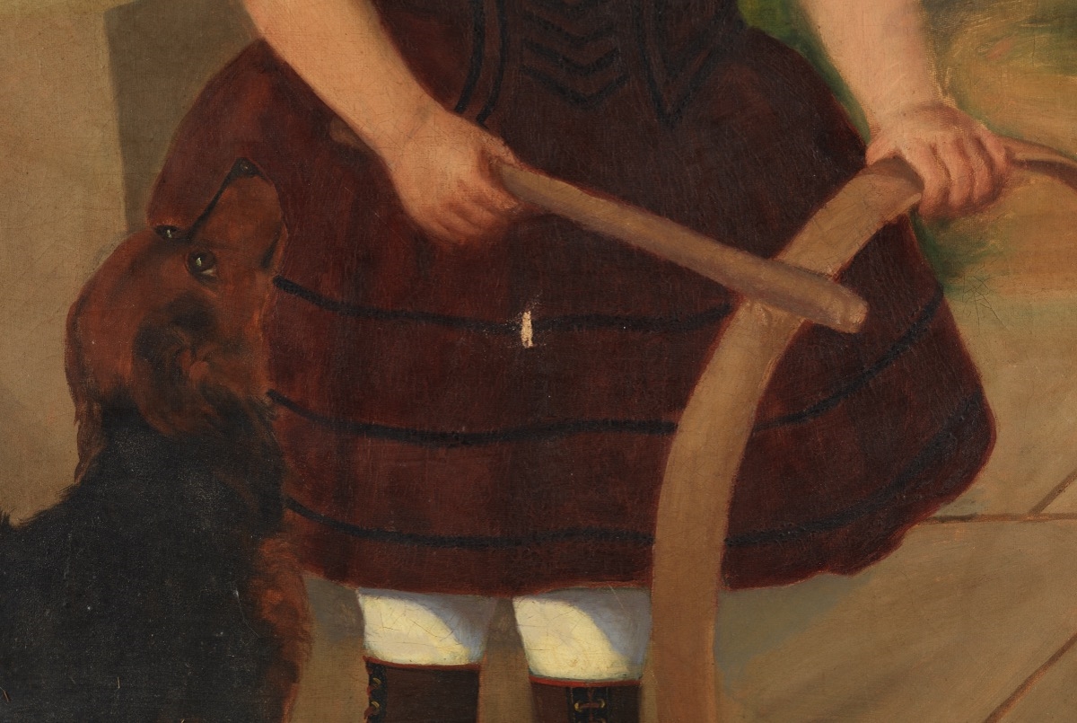 Joseph Whiting Stock | Portrait of child with hoop trundling toy and ...